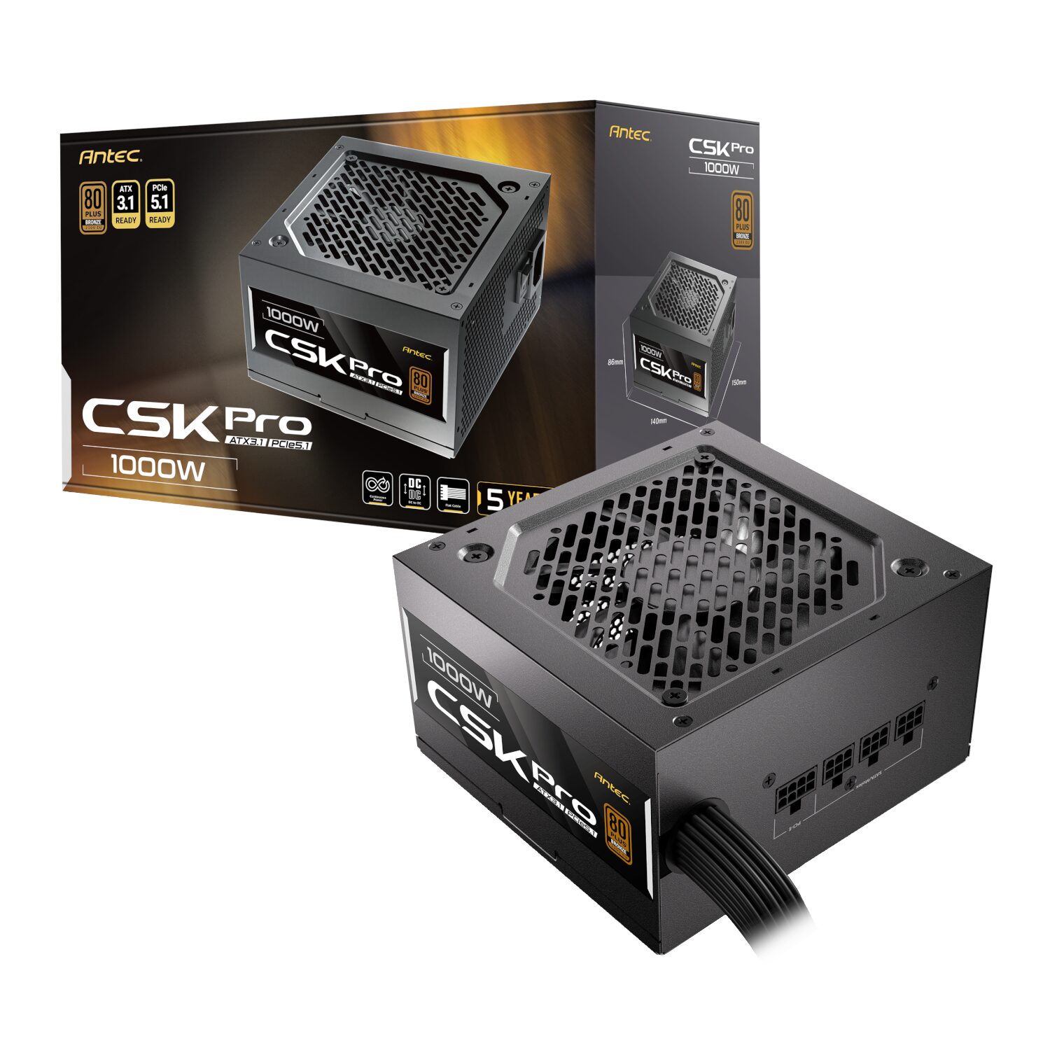 Antec CSK1000 PRO ATX3.1 Semi-Modular 1000W Power Supply (80 PLUS ...